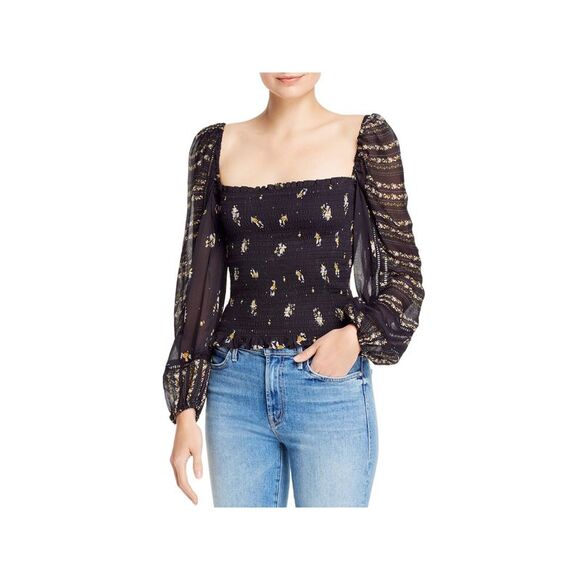 dolan | Tops | Dolan Womens Black Elastic Cuffs Balloon Sleeve Square ...